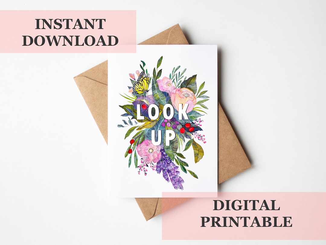 INSTANT DOWNLOAD Digital PDF Printable Look up Card 5 X 7 - Etsy