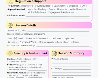 Spelling Lesson Log for Letter Board Communication Practitioners and ...