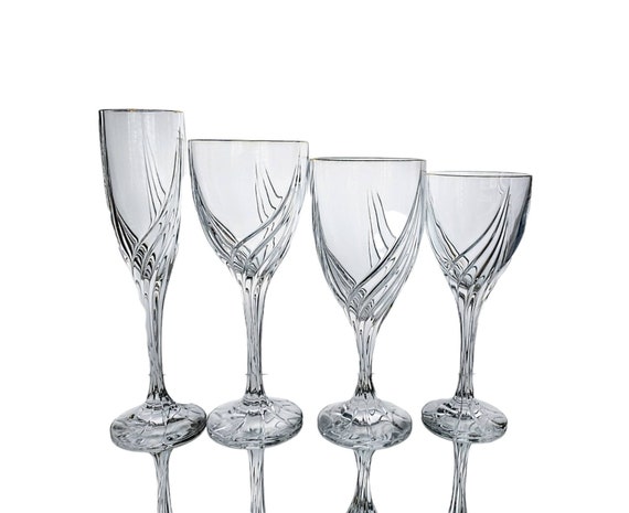 Lenox debut Gold Crystal Stemware Swirl Design - Etsy