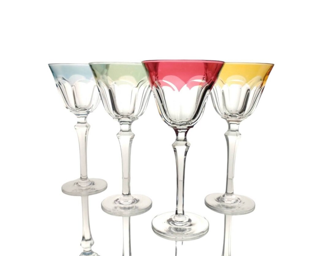 Set of 4 Bayel "bay3" Crystal Water Goblets, Clear Bowl, Flashed ...