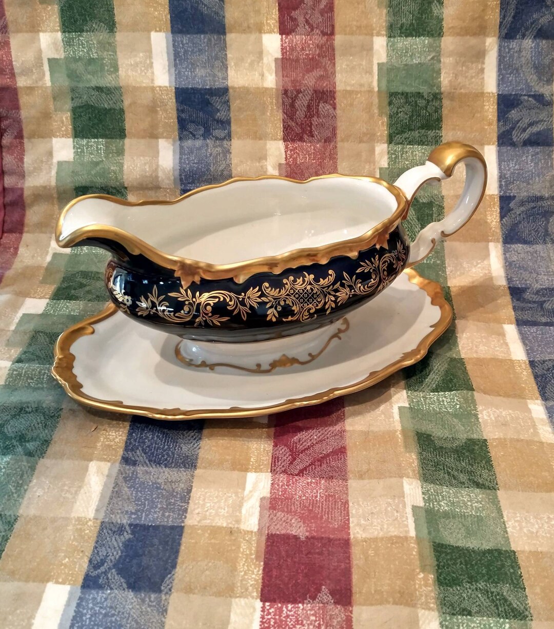 WEIMAR Porzellan Echt Kobalt Cobalt 24K Gold #20003 KATHARINA Pattern ...