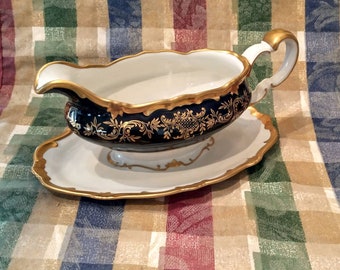 WEIMAR Porzellan Echt Kobalt Cobalt 24K Gold 20003 KATHARINA Pattern ...