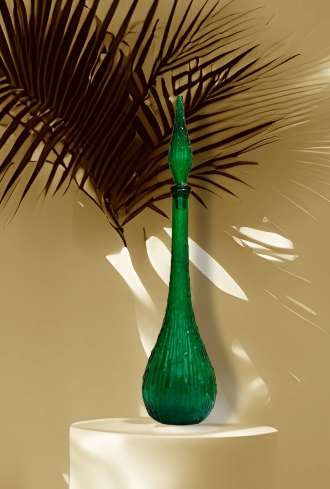 Empoli 22" Emerald Green Glass Wax Drip Genie Bottle, Decanter ...