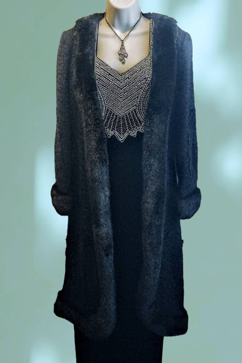 SUE WONG "nocturne" Duster Coat, 1920’s Style, Black French Ribbon ...