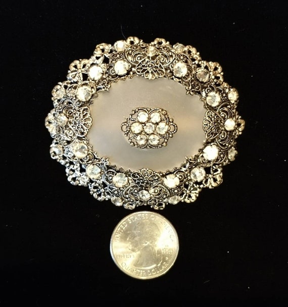 Camphor Glass Large Antique Filigree & Open Work Whit… - Gem