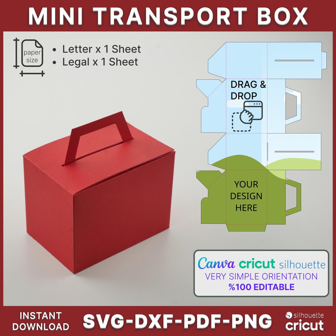 Mini Transport Box, Teplate, Paper Bag, Gift Box, File Bag Svg, Canva ...