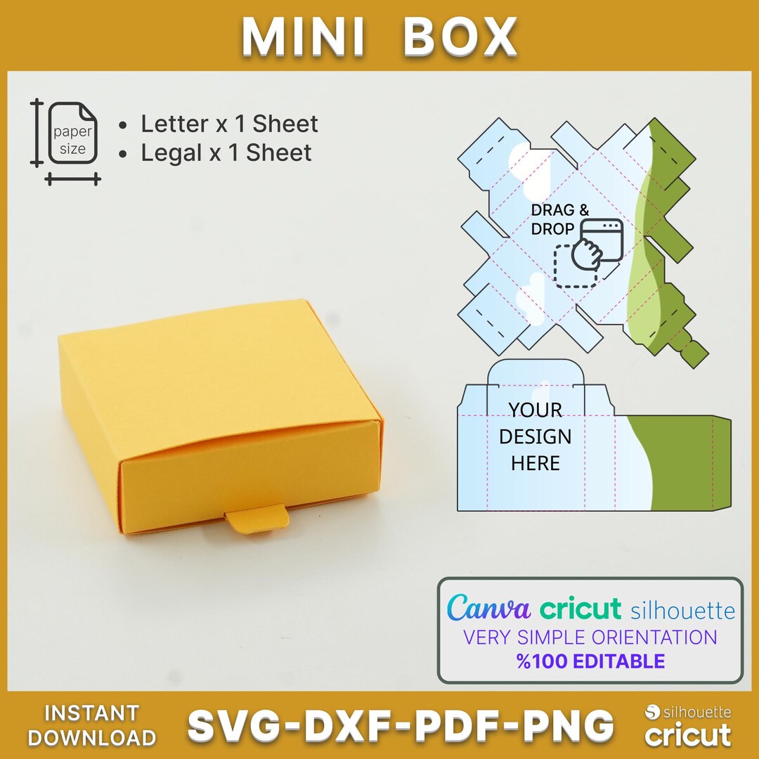 Mini Box, Teplate, Paper Bag, Gift Box, File Bag Svg, Canva Box ...