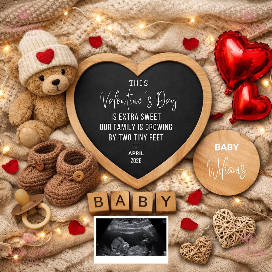 Valentine’s Day Baby Announcement Template – Secret Pregnancy Reveal ...