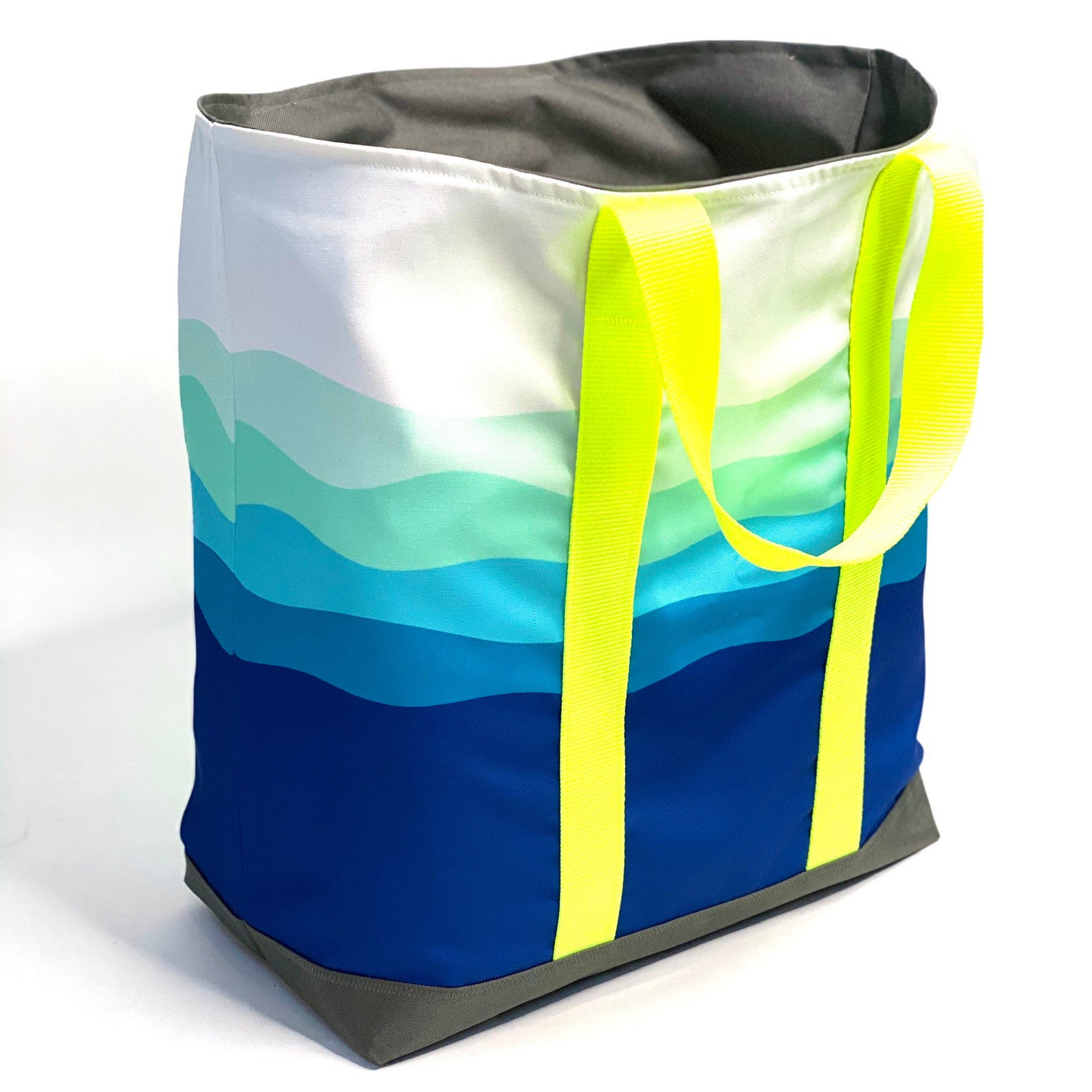 Modern Blue Waves Weekender Tote. Navy Waterproof Beach Bag. Family ...