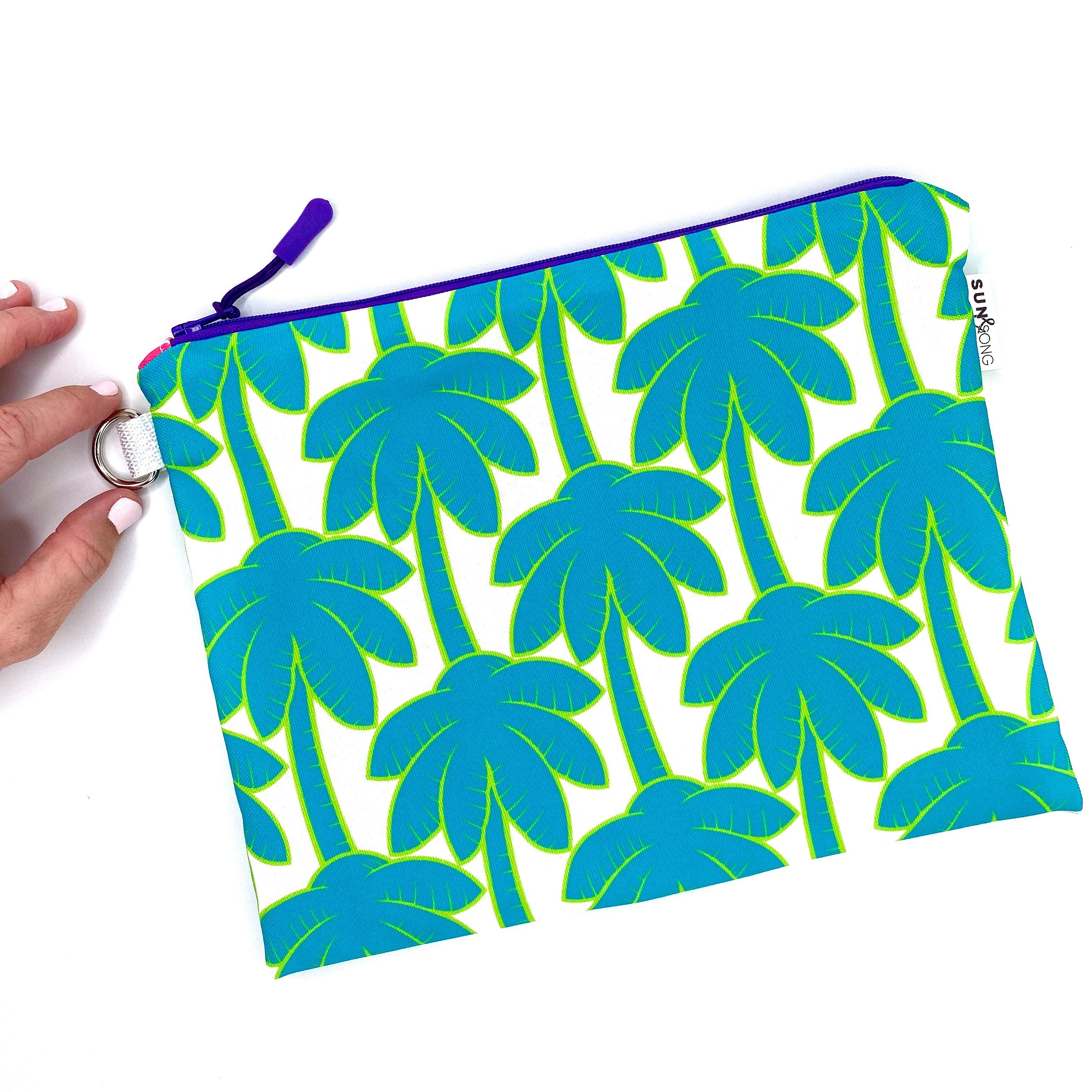 Palm Tree Wet Dry Bag, Blue Tropical Water Resistant Bikini Bag, Summer ...