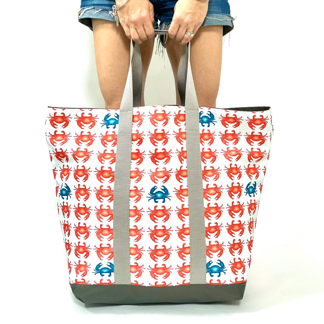 Red White Blue Crabs Extra Large Waterproof Beach Bag. Nautical Boat ...