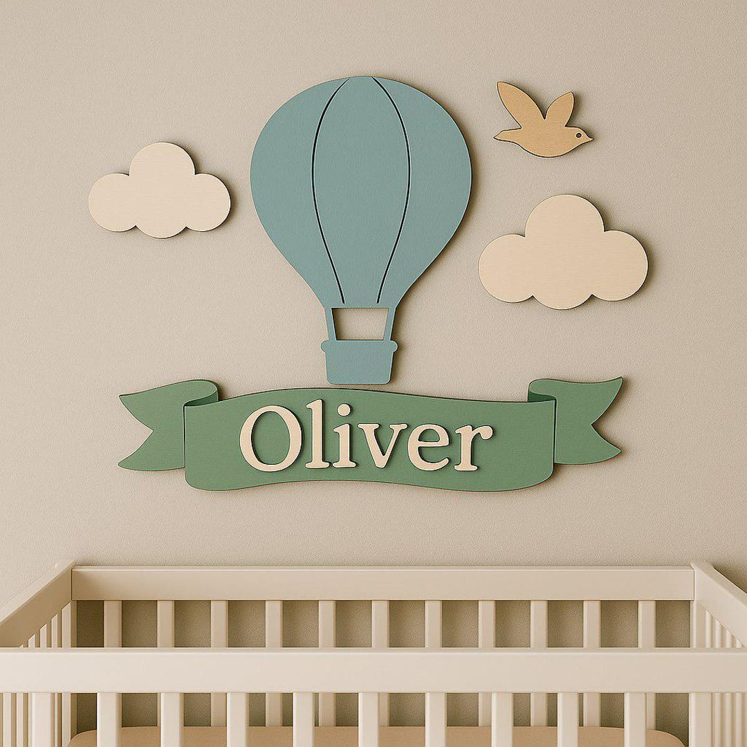 Personalized Air Balloon Name Sign, 3D Nursery Wall Decor - Etsy