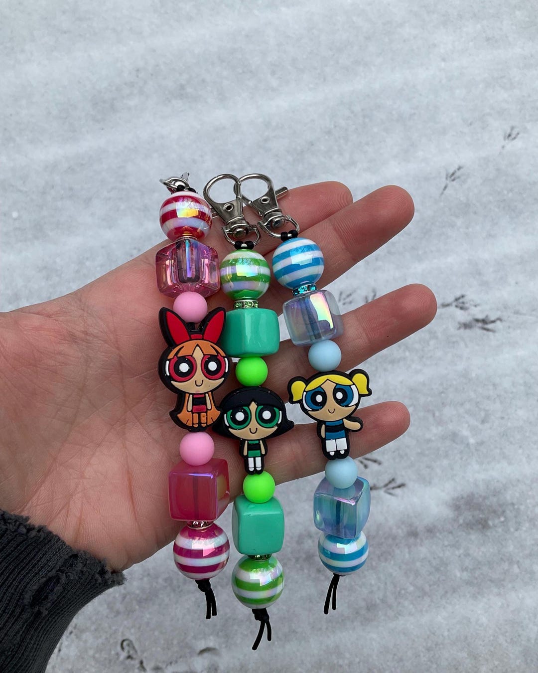 Kawaii PPG Keychain: Handmade Power Girls Backpack Accessory, Cute Puff ...