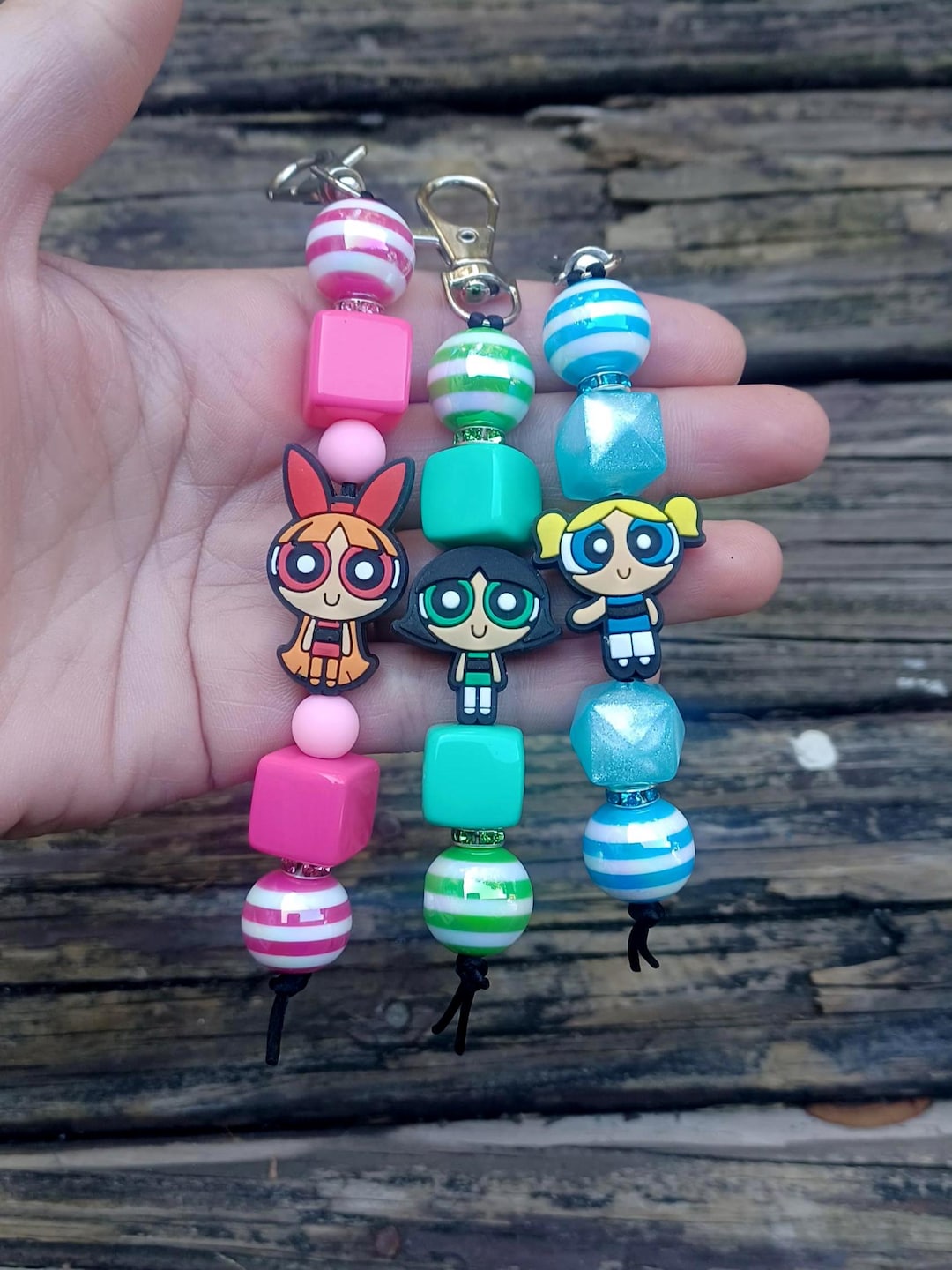 Kawaii PPG Keychain: Handmade Power Girls Backpack Accessory, Cute Puff ...