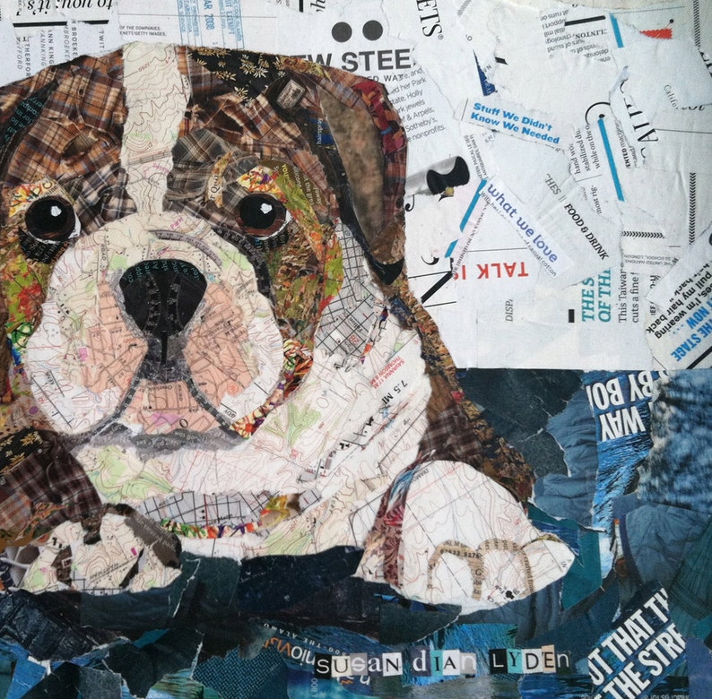 Retro Bulldog Puppy Collage - Etsy