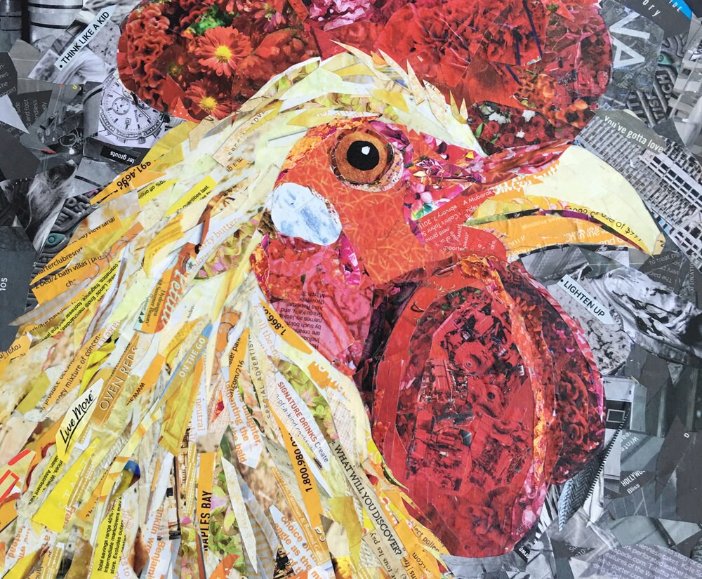 Bad Ass Rooster Collage - Etsy