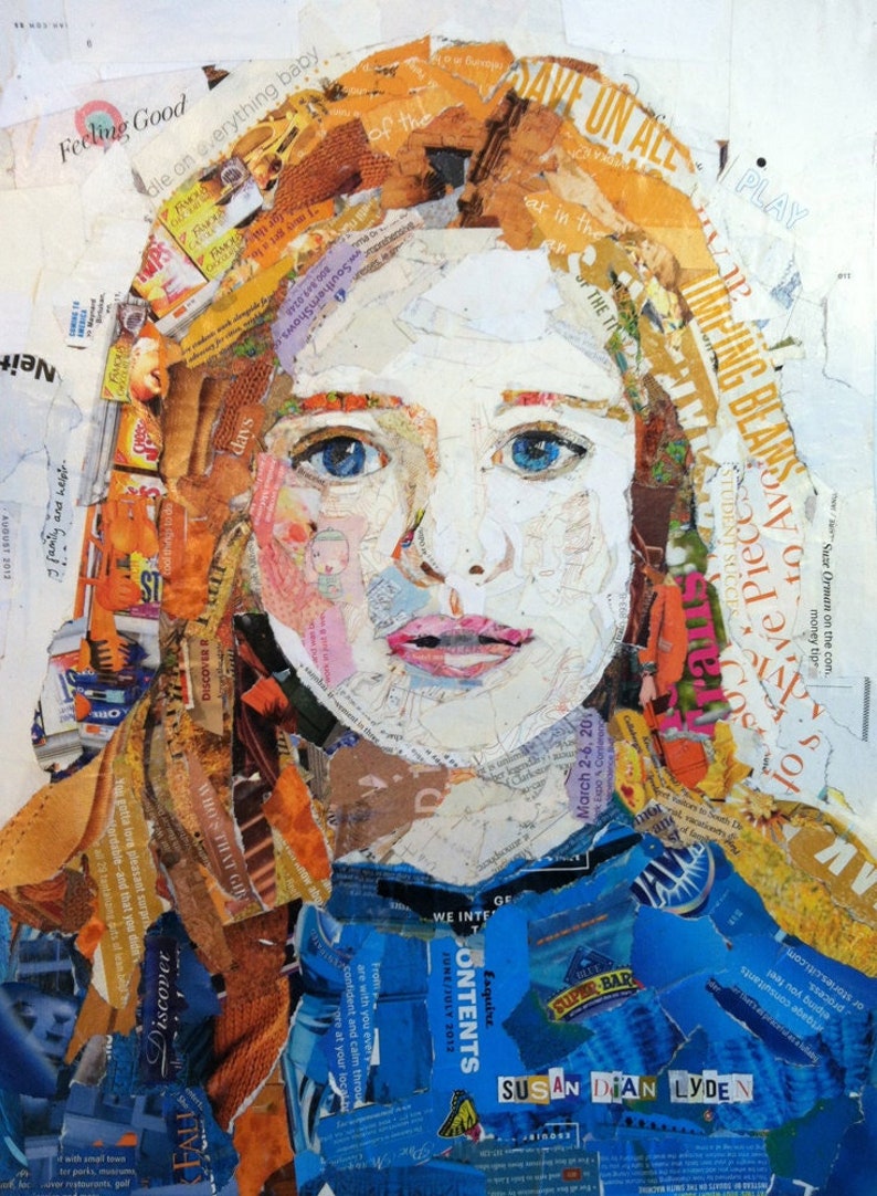 Girl in Blue - Collage - Etsy