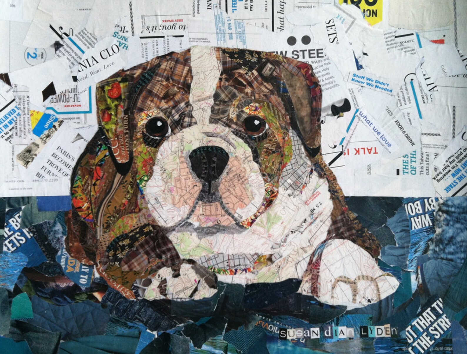 Retro Bulldog Puppy Collage - Etsy