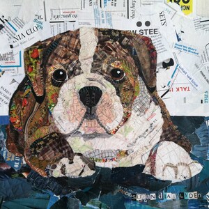 Retro Bulldog Puppy Collage - Etsy