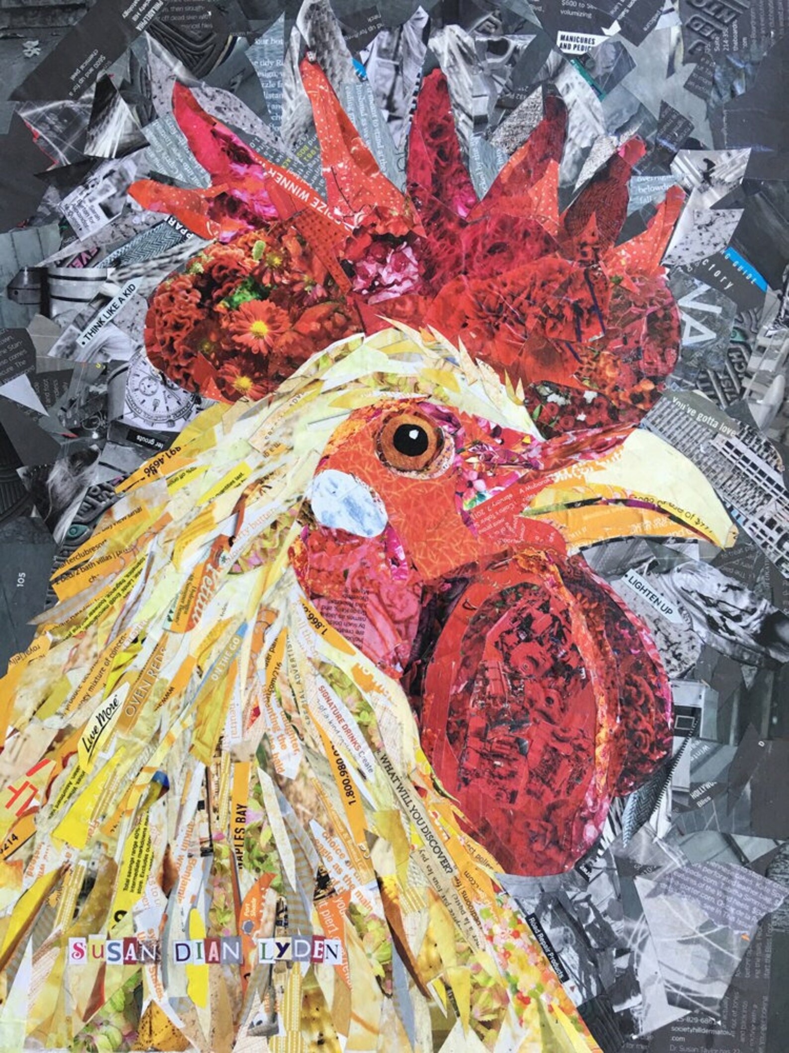 Bad Ass Rooster Collage - Etsy
