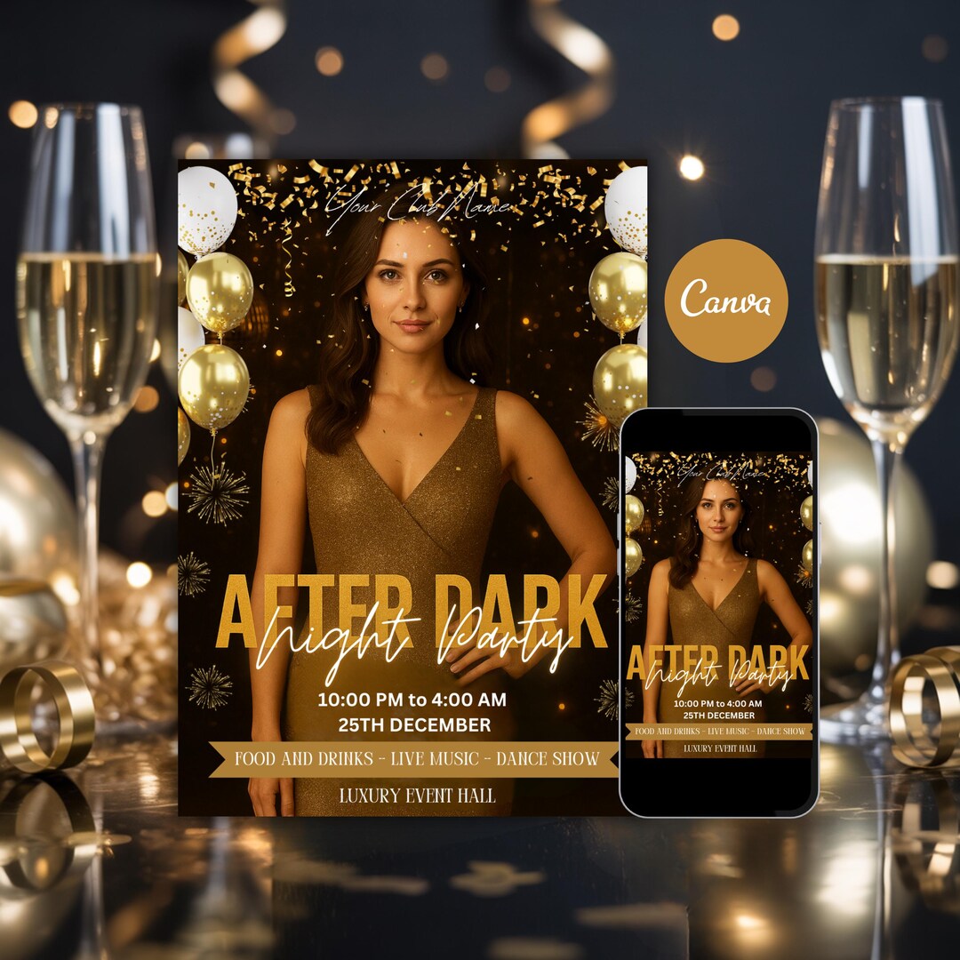 Christmas Nightclub Party Invitation Template | Editable Xmas Bar Event ...