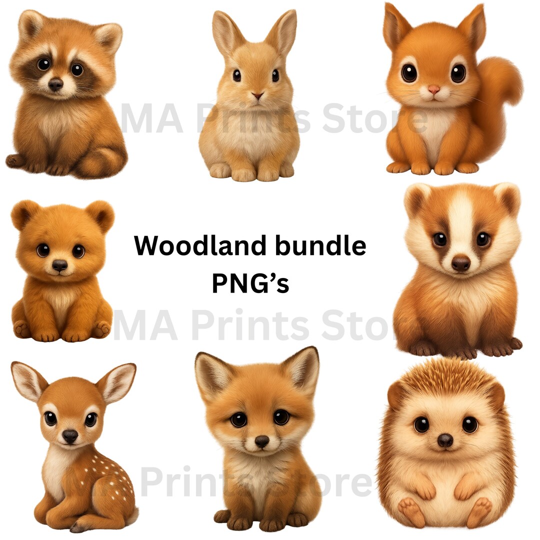 Baby Woodland Animal Clipart Bundle | Cute Forest Animals PNG for ...