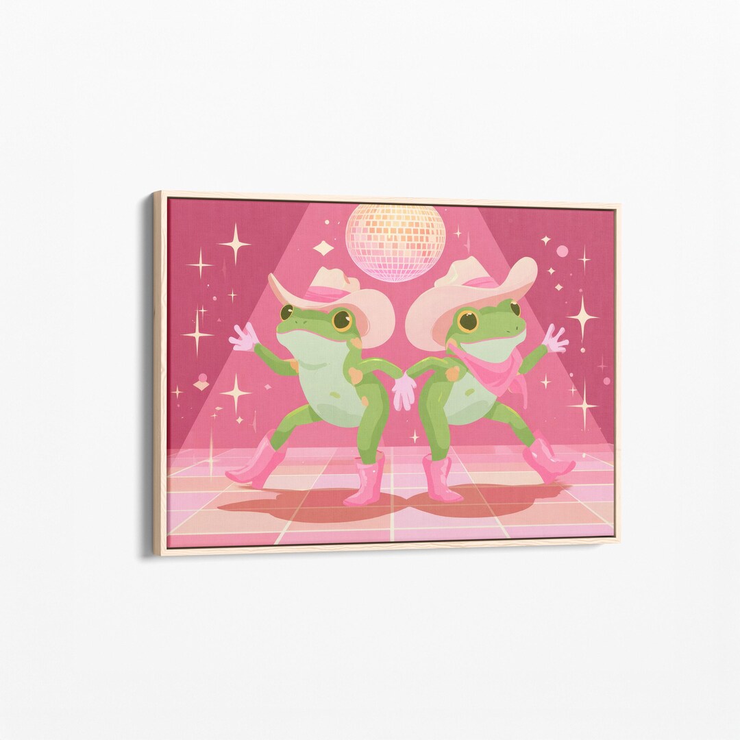 Happy Disco Dancing Frog Art Canvas Print | Cowgirl Western Pink ...