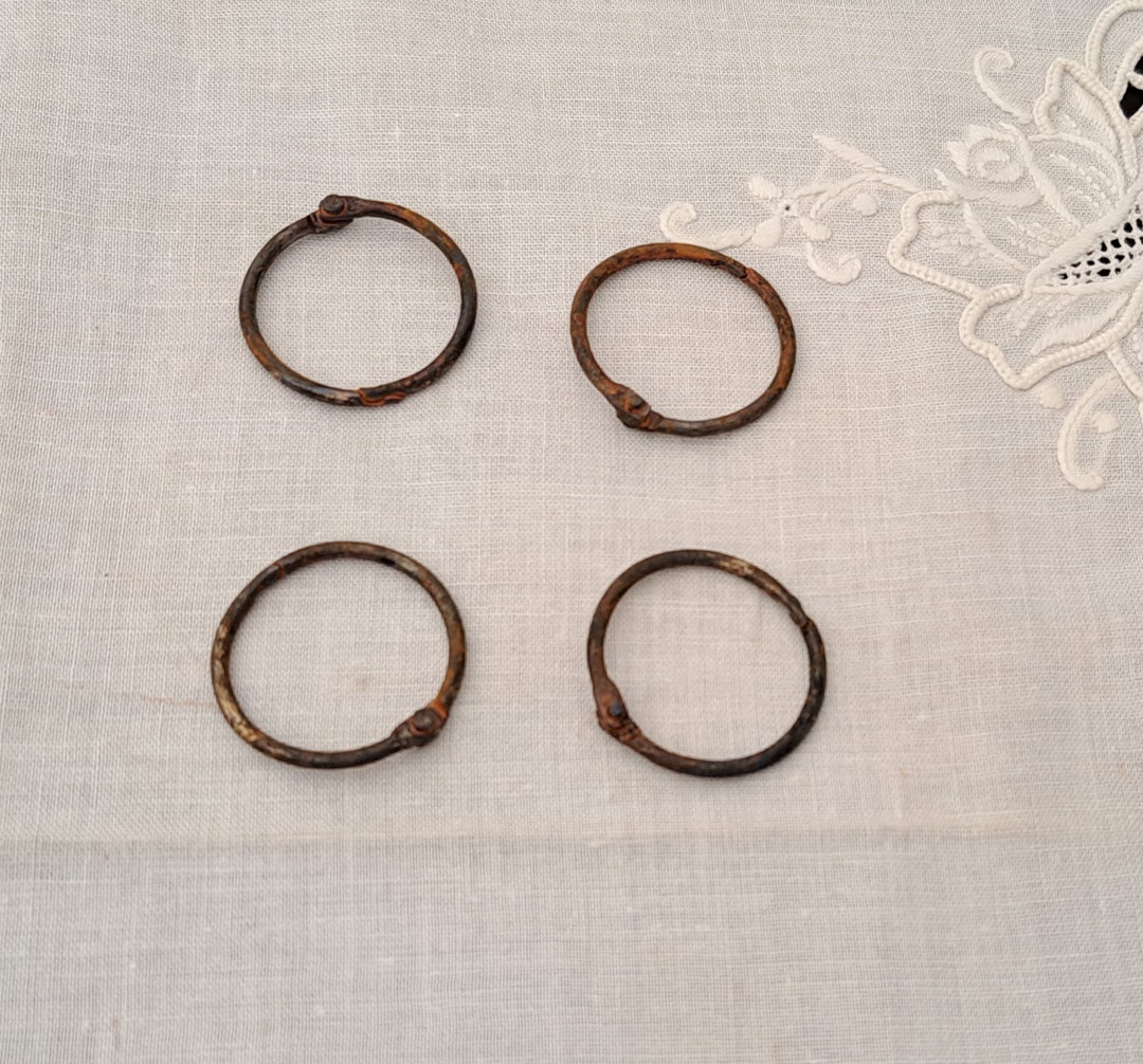 Rusted 1 Inch Book Rings, Set of 4, Rusted Embellishments for Junk ...