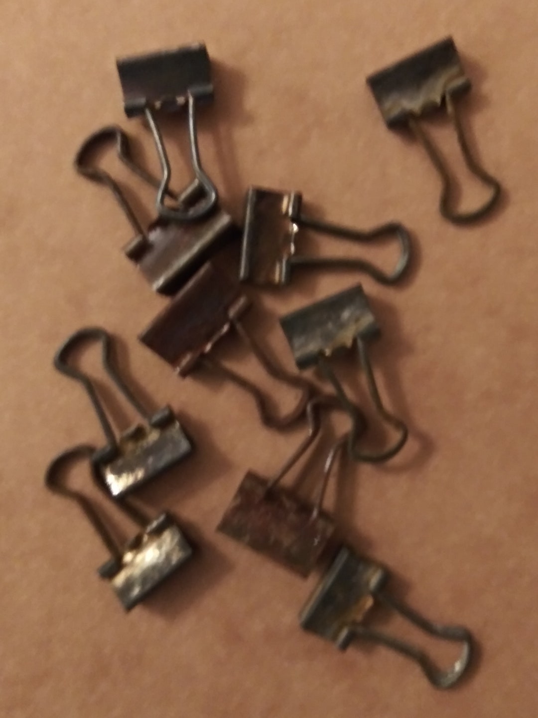 Rusted Mini Binder Clips, Set of 10, Rusted Binder Clips, Rusted ...