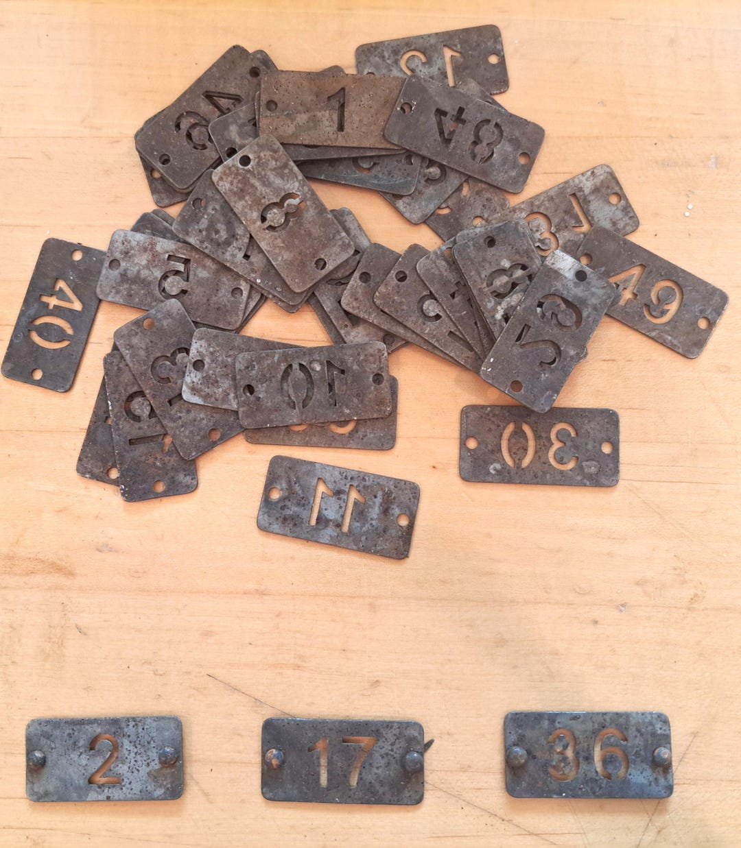 Rusted/tarnished Metal Number Book Plates/tags Set of 3 With Mini Bra ...