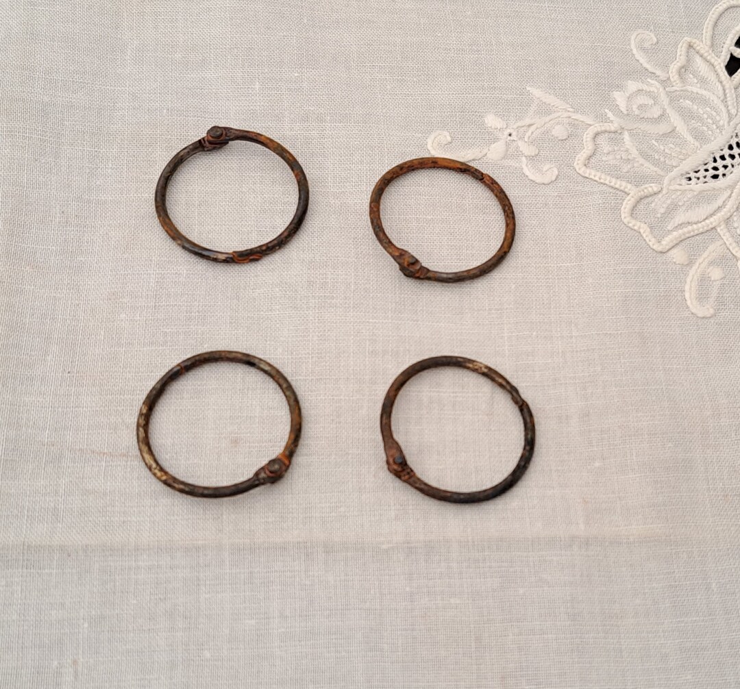 Rusted 1 1/2 Inch Book Rings, Set of 4, Rusted Embellishments for Junk ...