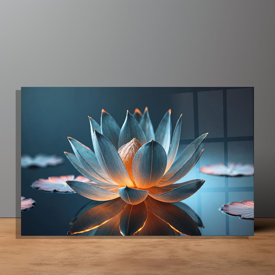 Glowing Lotus Flower Glass Wall Art – Serenity Inspired Modern Decor - Etsy