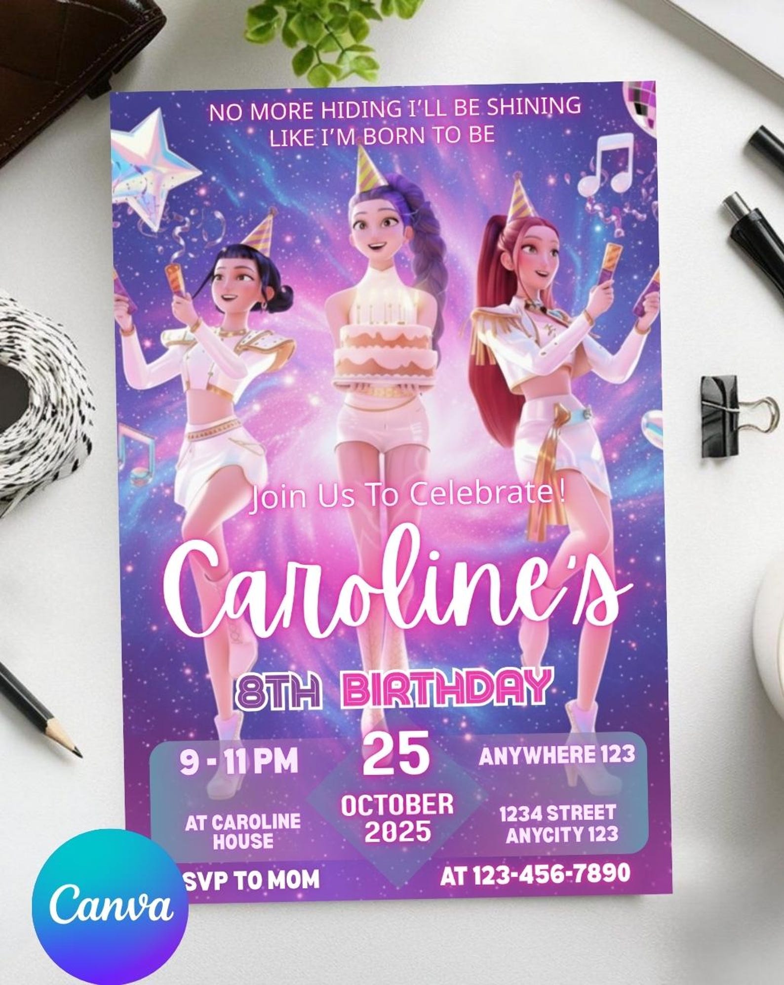 Kpop Birthday Invitation | Kpop Demon Hunters Birthday Invitation ...