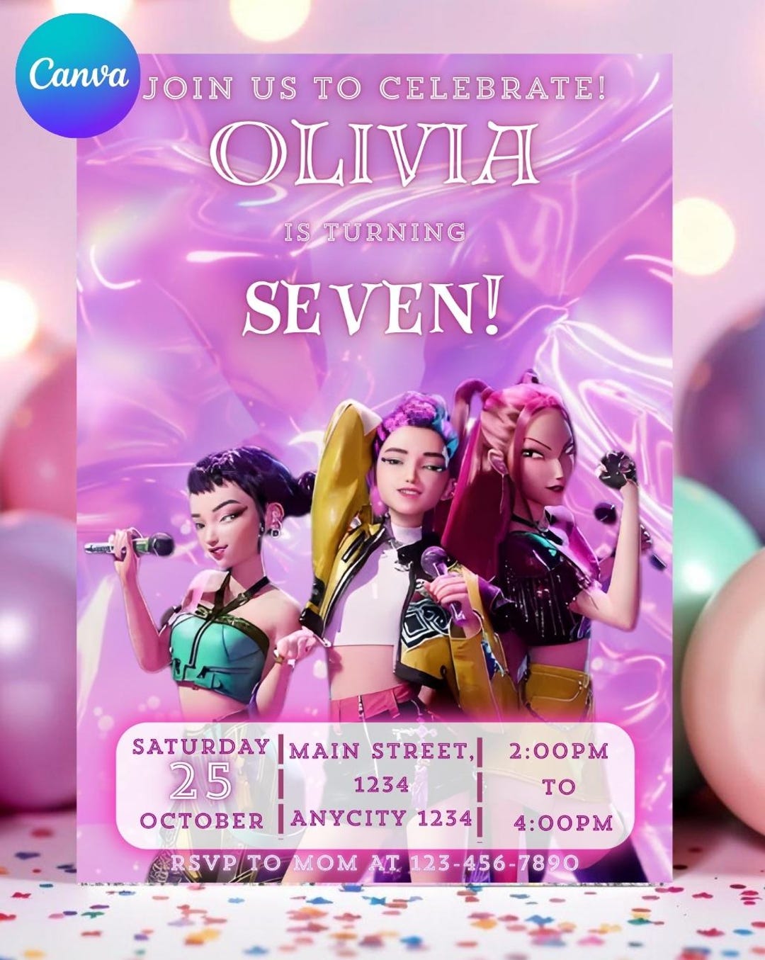 Kpop Birthday Invitation | Kpop Demon Hunters Birthday Invitation ...