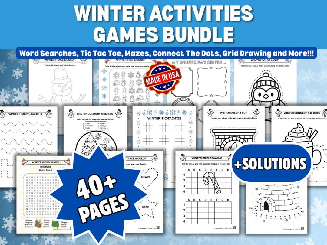 Winter Activity Pages for Kids 40+ Printable Worksheets, Games, Mazes ...