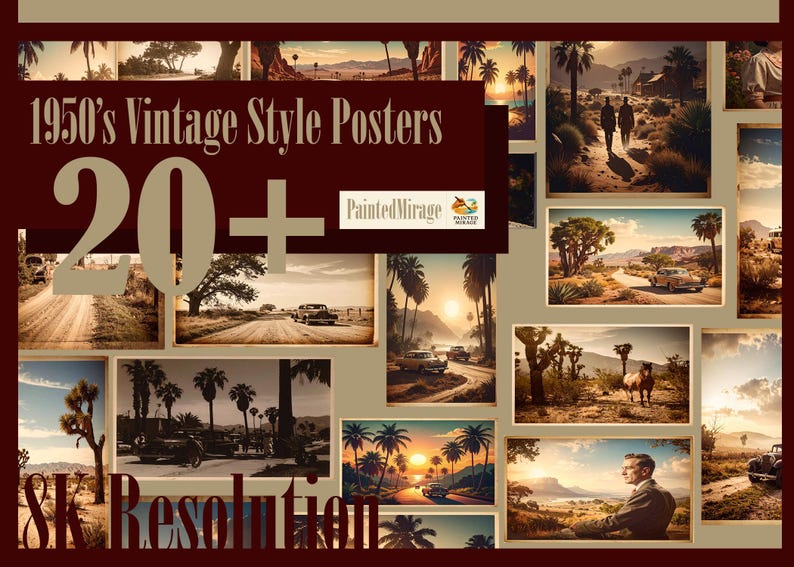 1950s Vintage Poster Collection – 20 Retro Wall Art Prints (8K ...