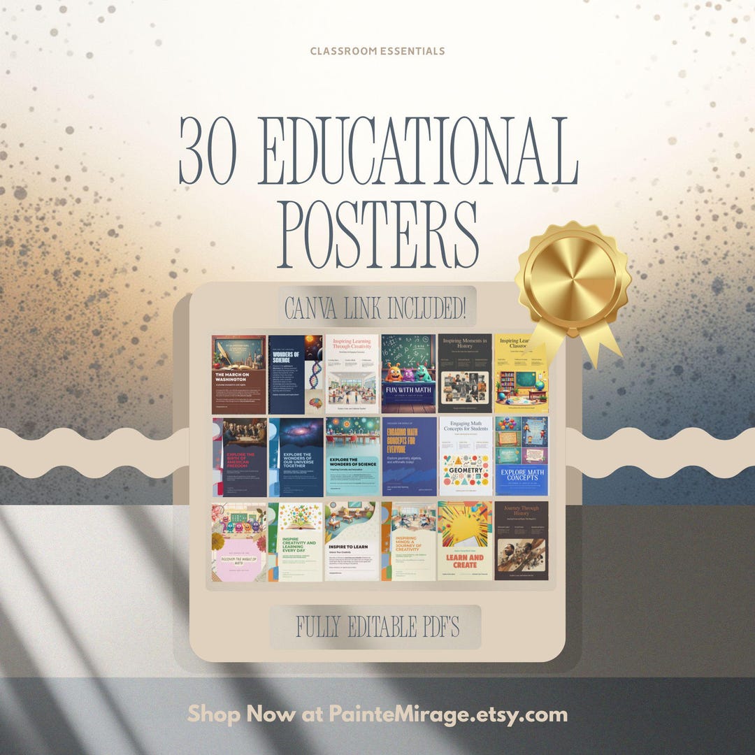 30 Editable School Posters: Classroom Decor, All Grades (canva & PDF ...