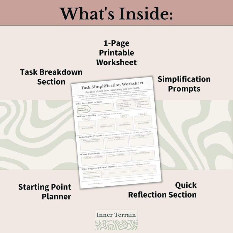 Task Simplification Worksheet | Break Down Overwhelming Tasks & Find a ...
