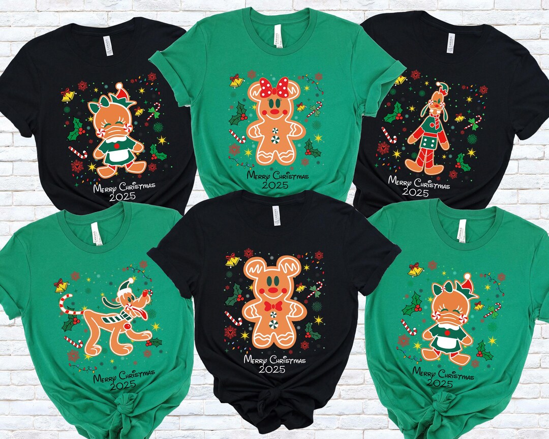 Disney Gingerbread Shirts 2025, Christmas Matching Family Tees, Cute ...