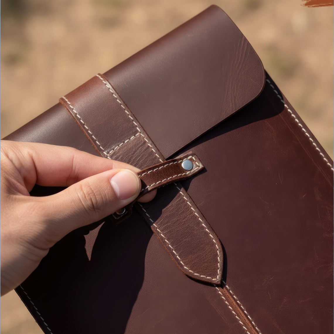 Premium Dark Brown Leather Tablet Sleeve – Handmade iPad & Notebook ...