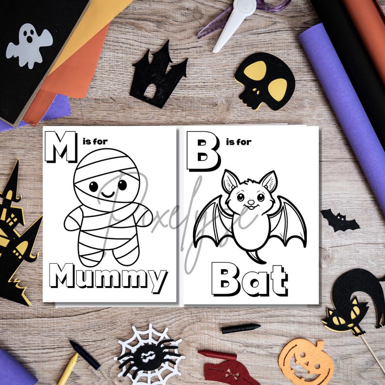 Halloween ABC Coloring Book: Printable Alphabet Pages (digital Download ...