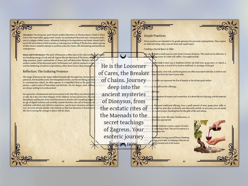 The Book of Dionysus | Greek God of Wine Esoteric Book | Printable ...