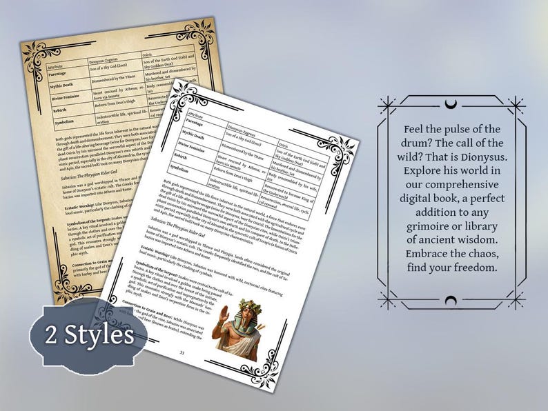The Book of Dionysus | Greek God of Wine Esoteric Book | Printable ...