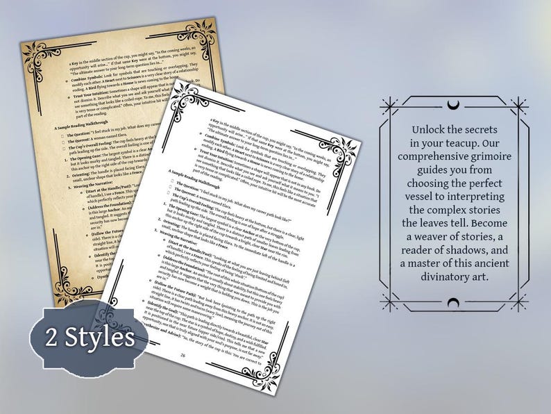 Grimoire of Tasseography | Digital Tea Leaf Reading Guide | Printable ...