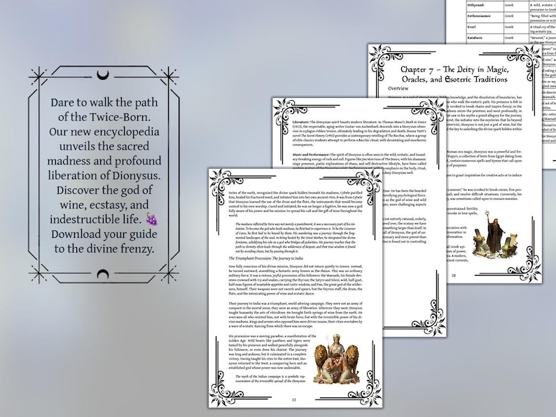 The Book of Dionysus | Greek God of Wine Esoteric Book | Printable ...