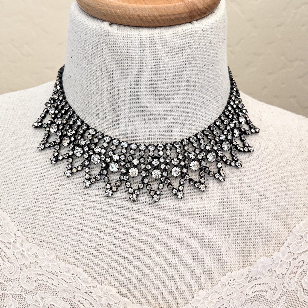 Vintage 1950s Signed Hobe Bib Statement Necklace - Adjustable Collar ...