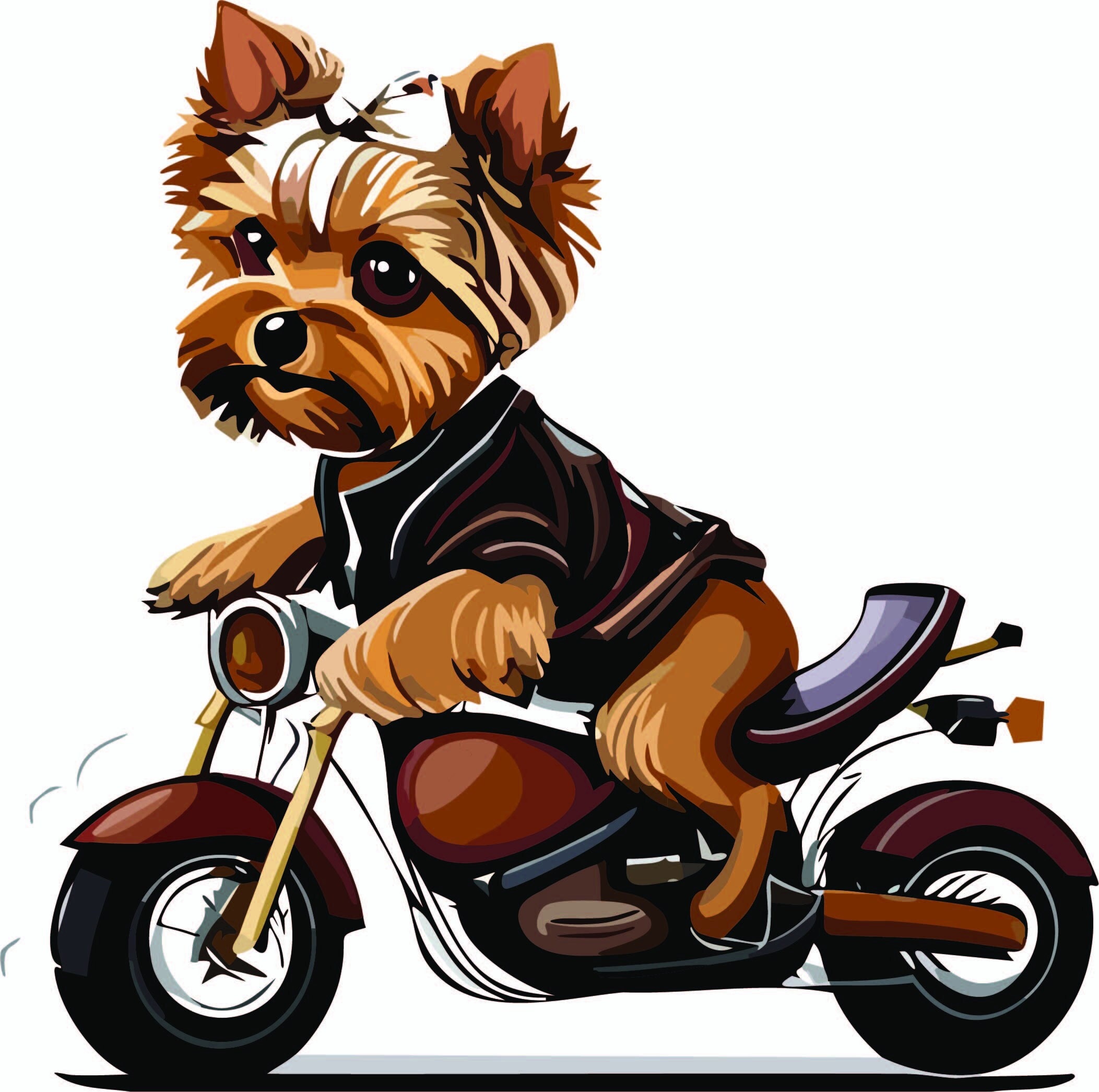 A Yorkshire Terrier Driving a Motorcycle Clipart - Etsy