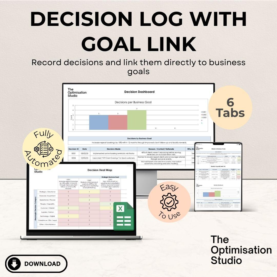 Decision Log With Goal Link | Standalone Excel Tool for Small ...
