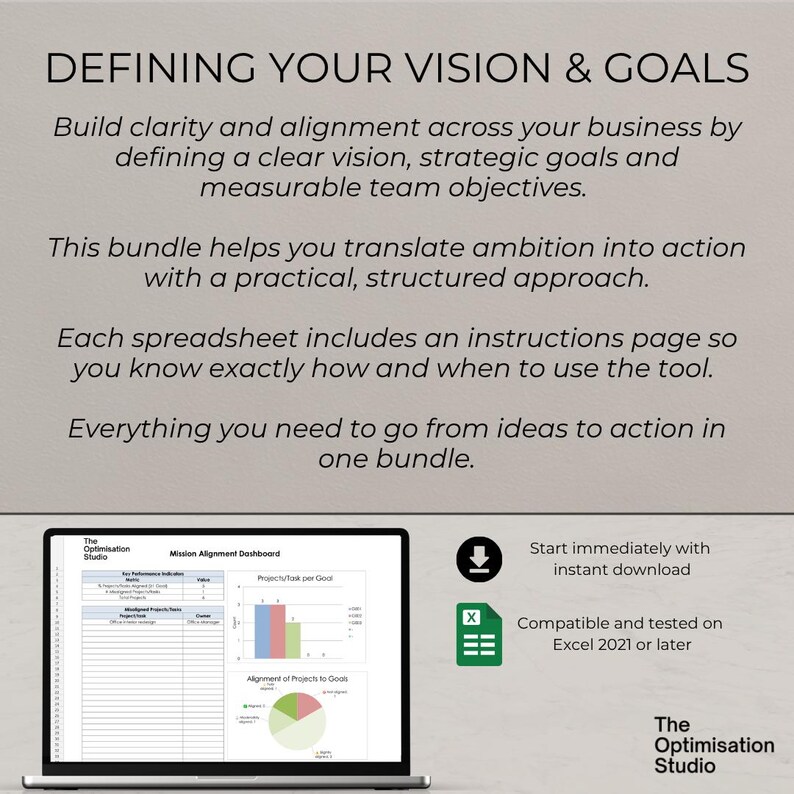 Business Strategy Excel Toolkit - Vision, Goals, Alignment (digital ...