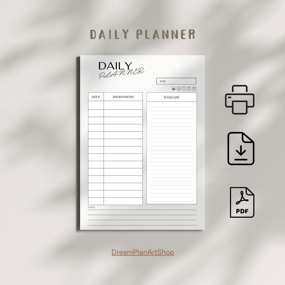 Minimalist Daily & Weekly Planner / Productivity Printable (A4 A5 ...